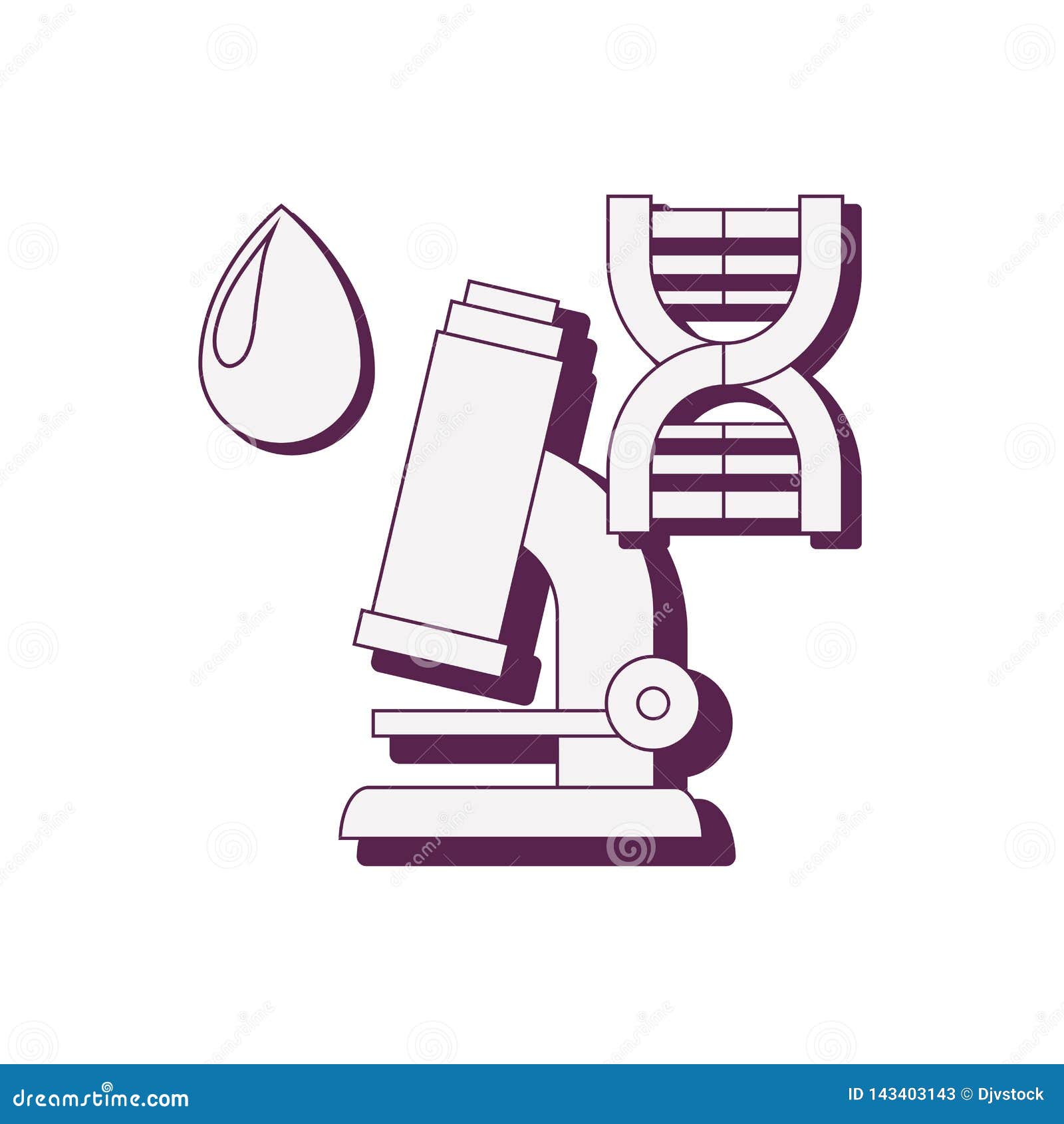 Microscope Lab with Dna Molecule Stock Illustration - Illustration of ...