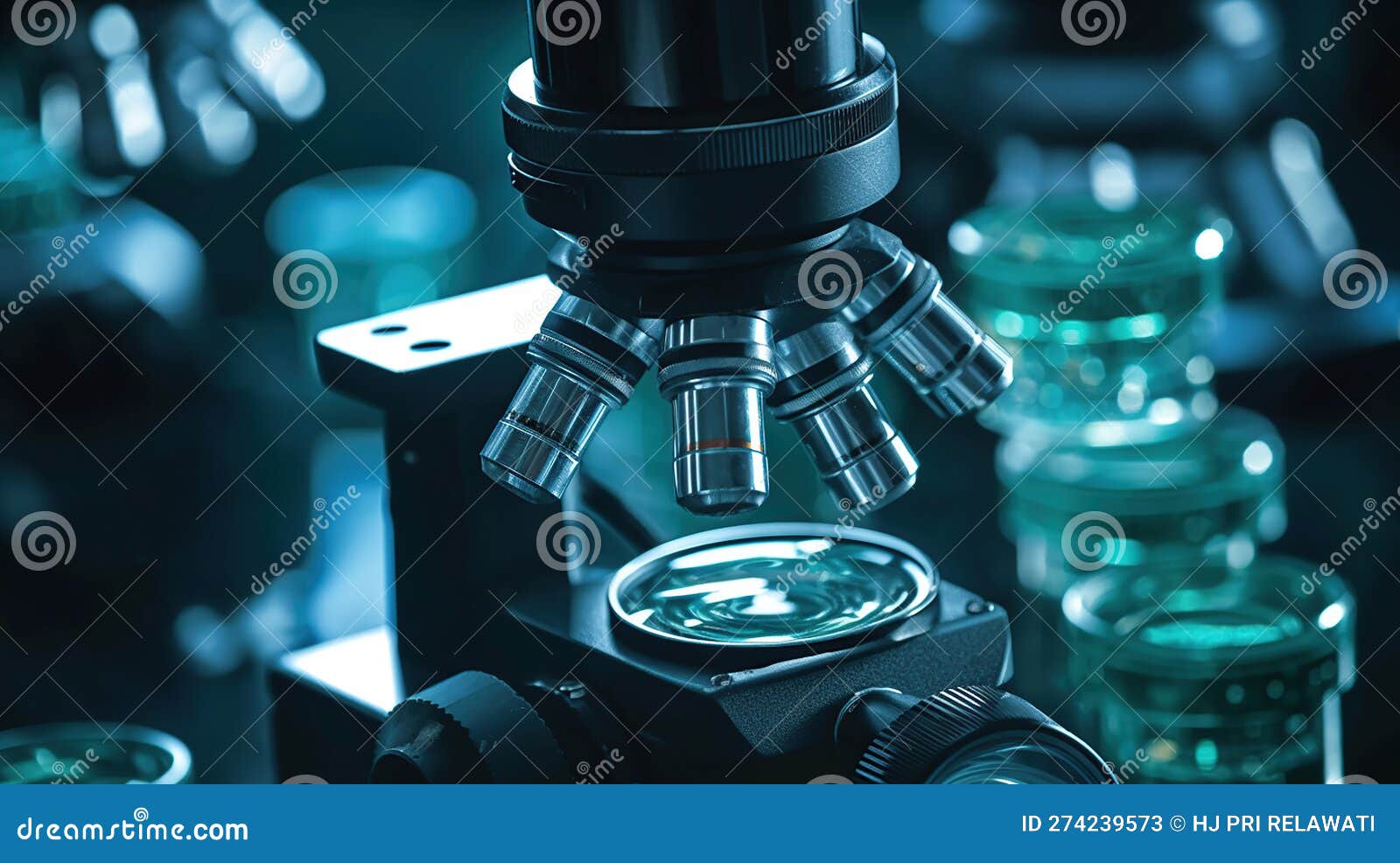 Microscope with Lab Glassware, Science Laboratory Research and ...