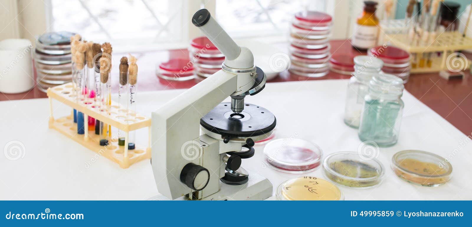 Microscope in a lab stock image. Image of analysis, equipment - 49995859