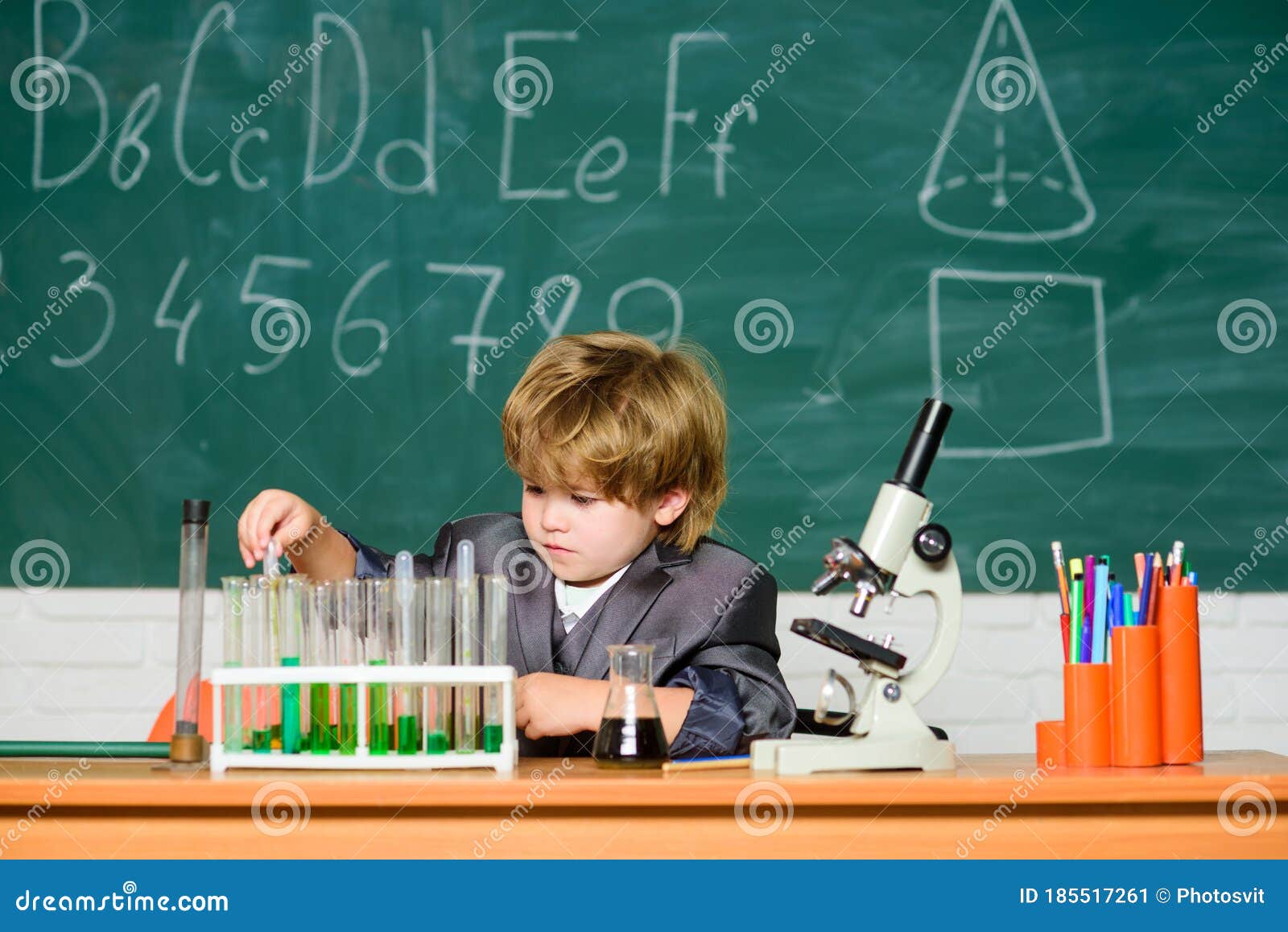 Microscope at Lab. Student Do Science Experiment with Microscope in Lab ...