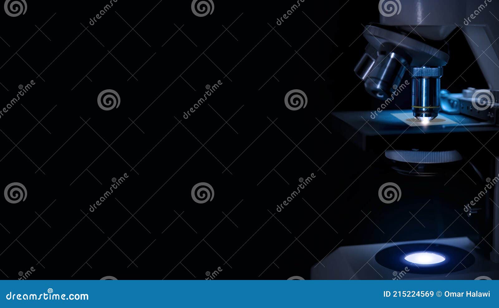 Microscope in Dark Blue Light. Stock Image - Image of light, hospital ...