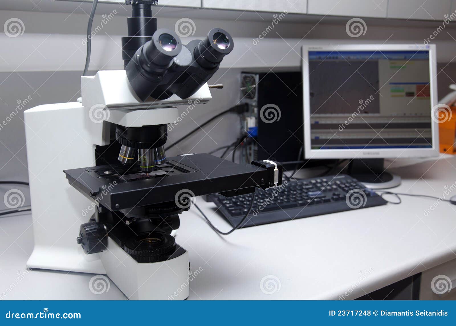 Microscope in a Laboratory stock photo. Image of analyzing - 23717248