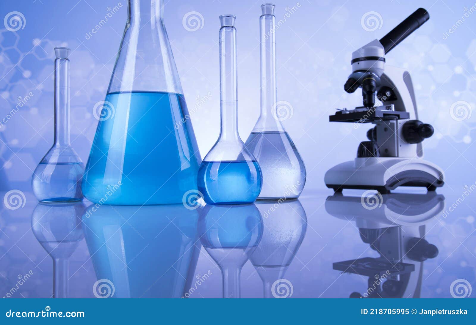 Microscope, Laboratory Beakers,Science Experiment Stock Image - Image ...