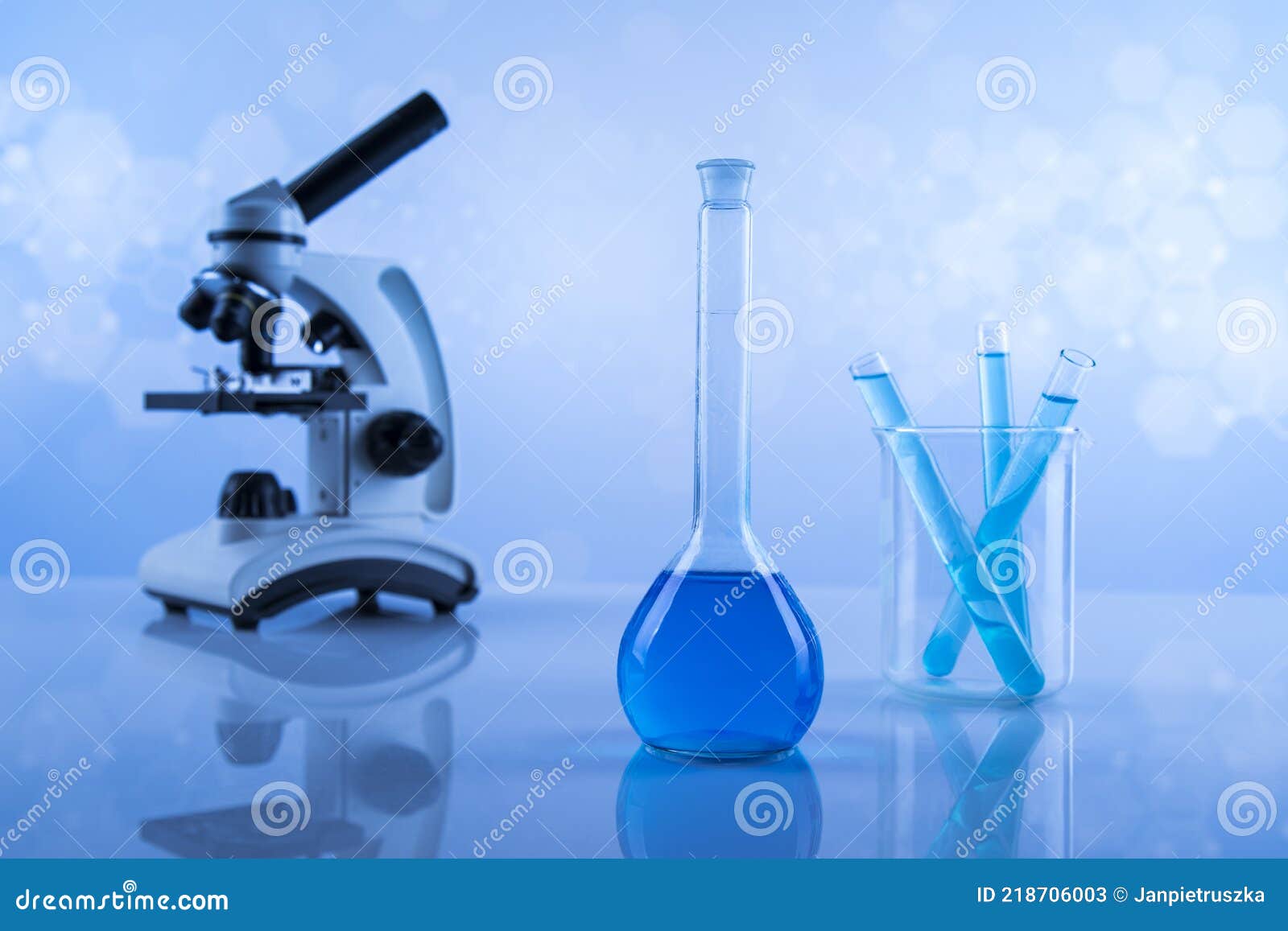Microscope, Laboratory Beakers,Science Experiment Stock Image - Image ...