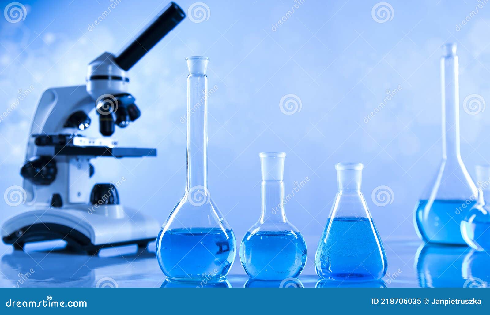 Microscope, Laboratory Beakers,Science Experiment Stock Image - Image ...