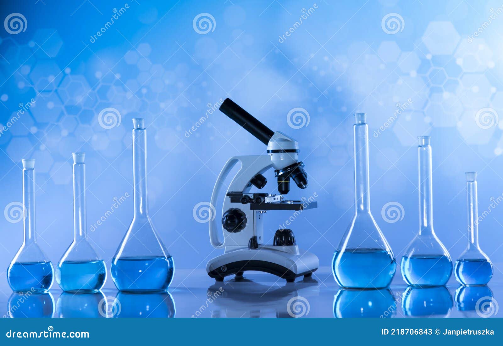 Microscope, Laboratory Beakers,Science Experiment Stock Image - Image ...