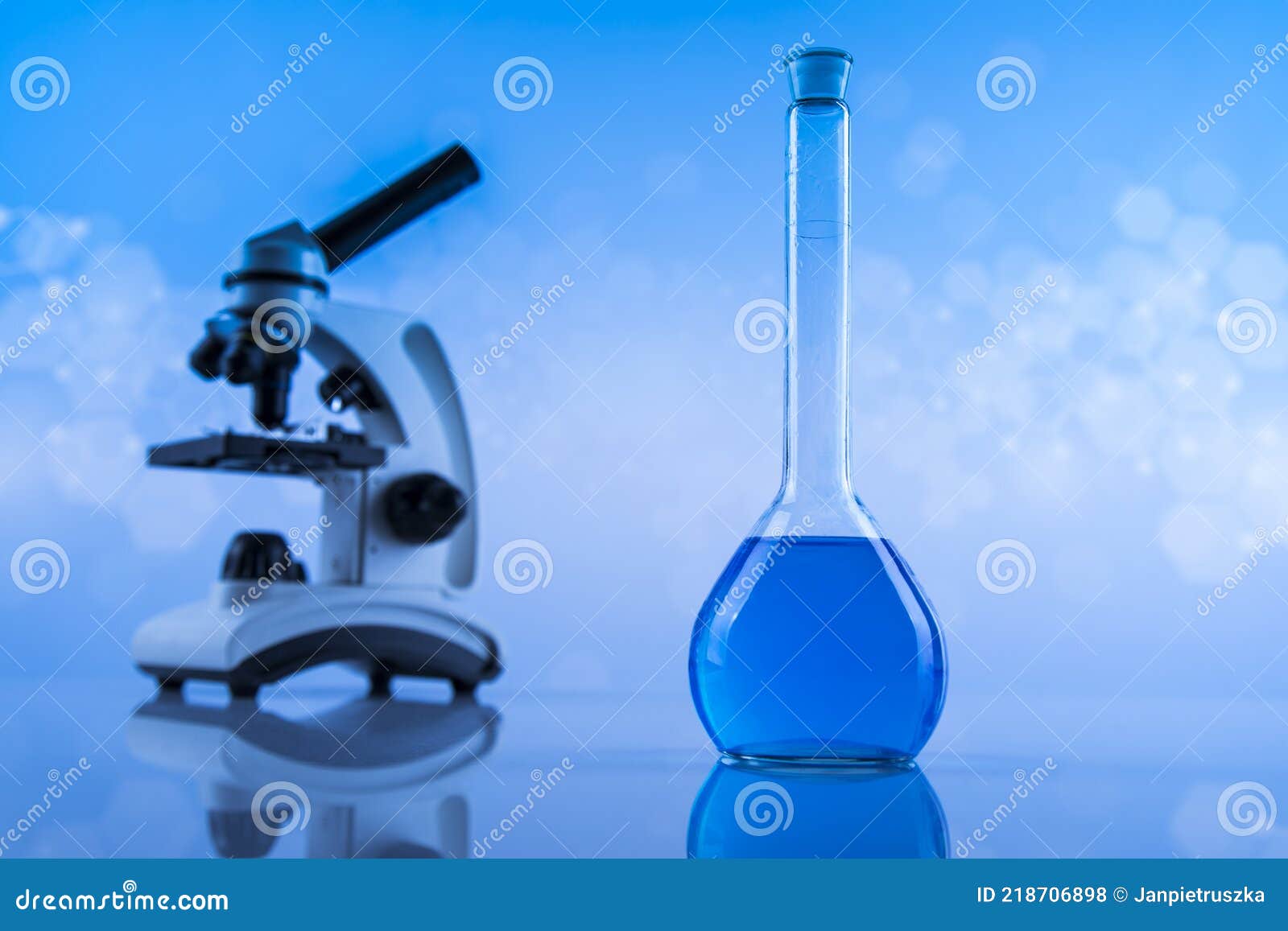 Microscope, Laboratory Beakers,Science Experiment Stock Photo - Image ...