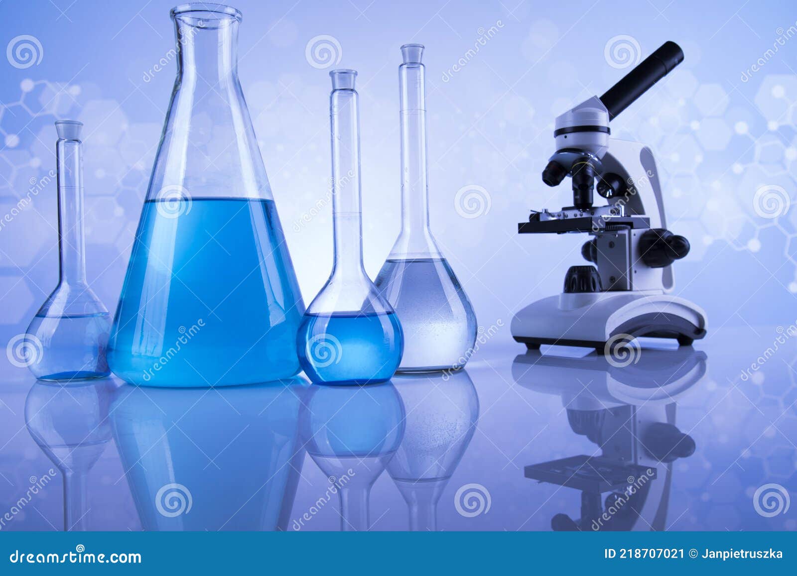Microscope, Laboratory Beakers,Science Experiment Stock Image - Image ...