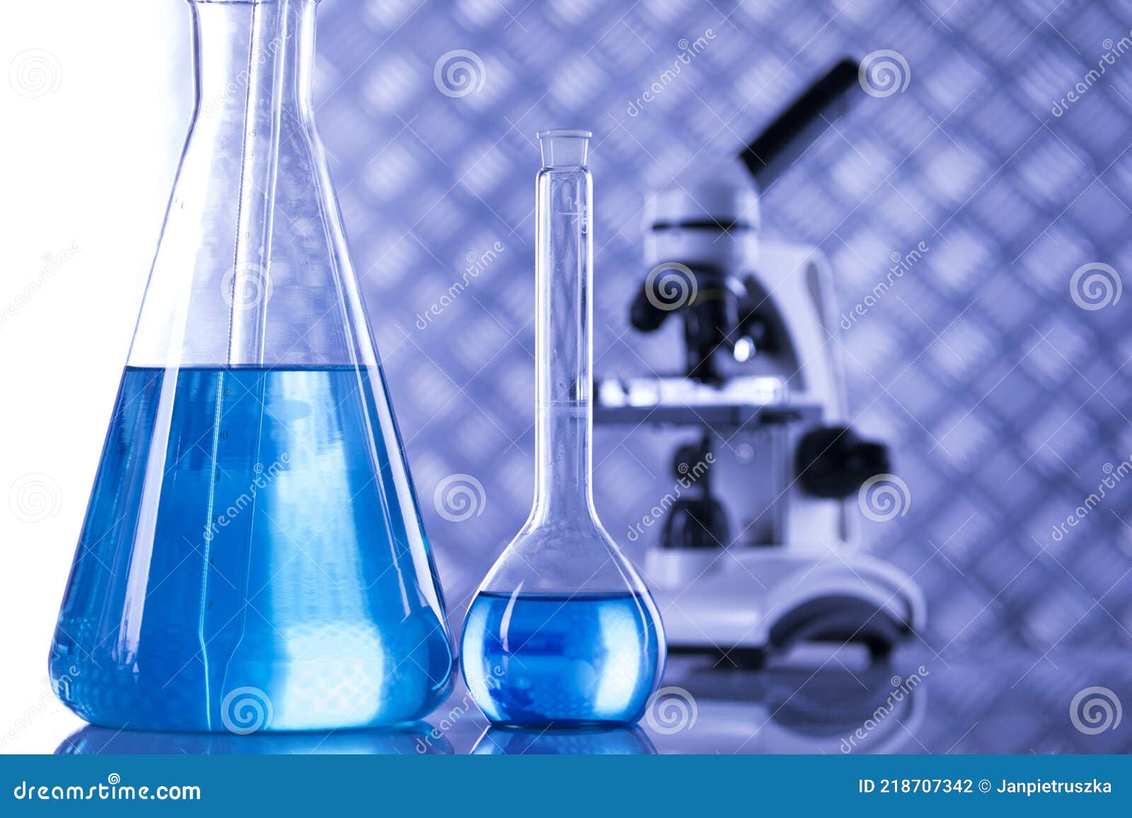 Microscope, Laboratory Beakers,Science Experiment Stock Photo - Image ...