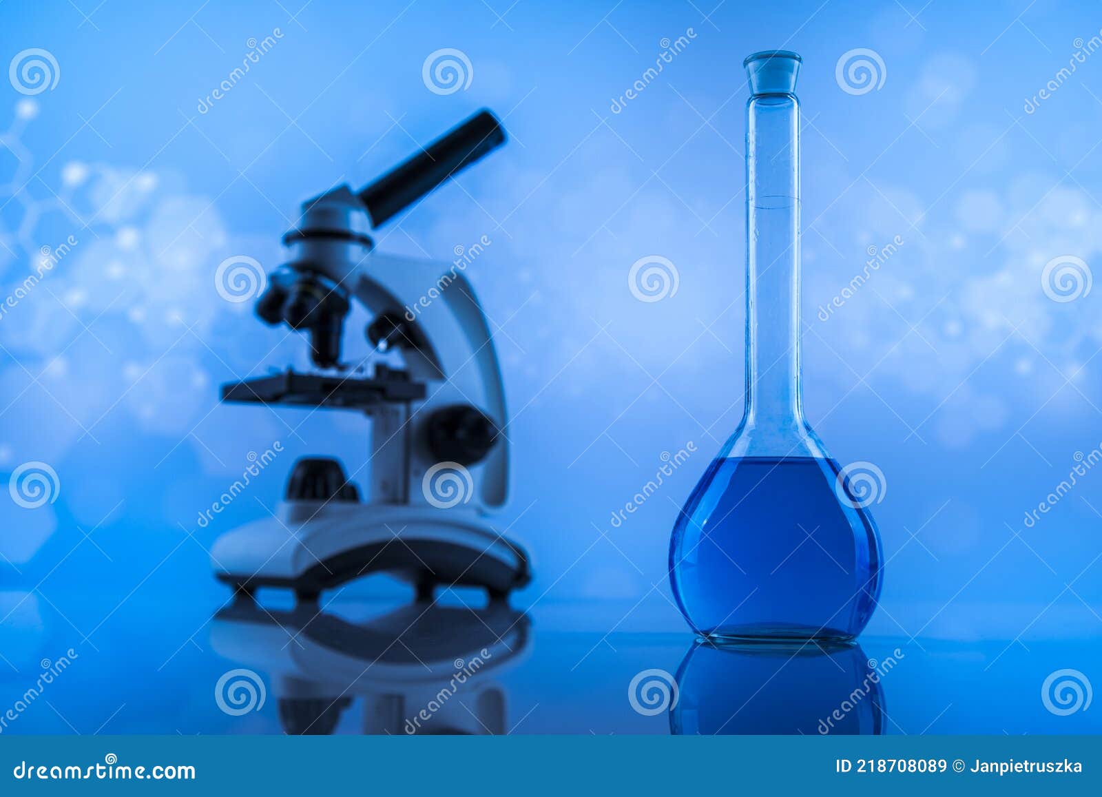 Microscope, Laboratory Beakers,Science Experiment Stock Image - Image ...