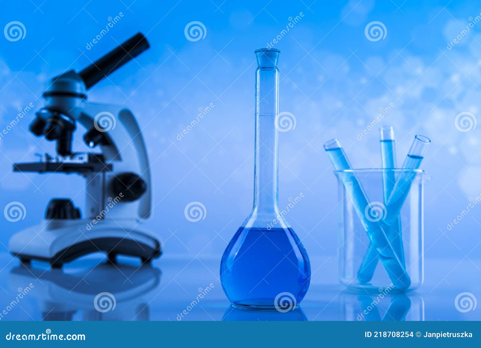 Microscope, Laboratory Beakers,Science Experiment Stock Photo - Image ...