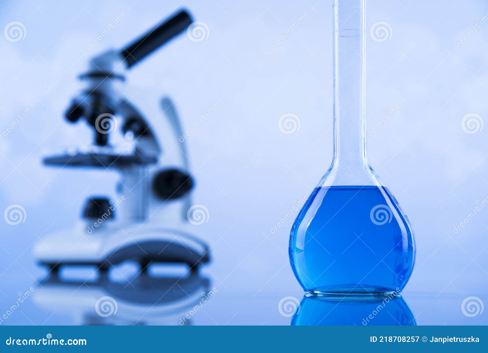 Microscope, Laboratory Beakers,Science Experiment Stock Image - Image ...