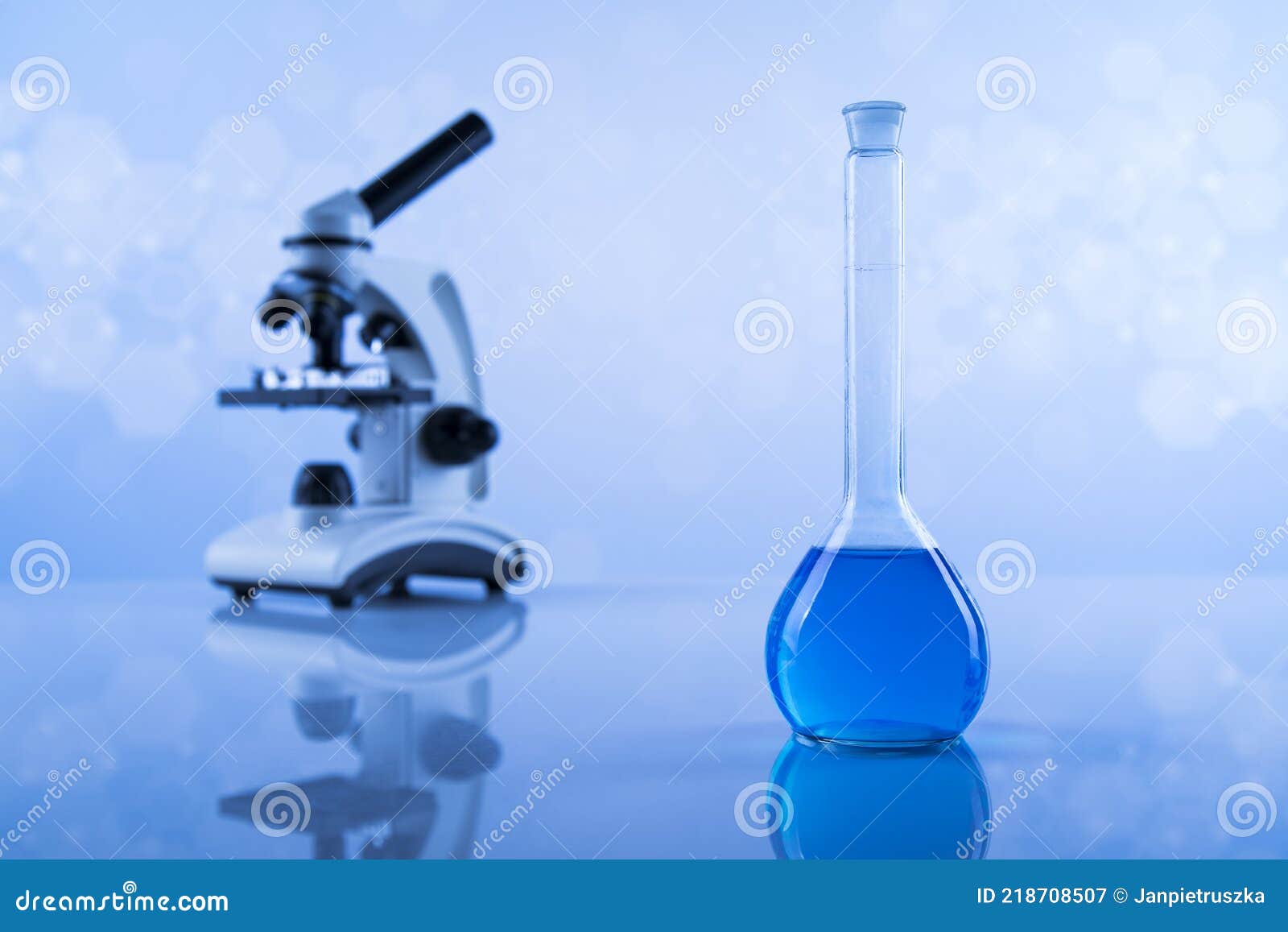 Microscope, Laboratory Beakers,Science Experiment Stock Image - Image ...
