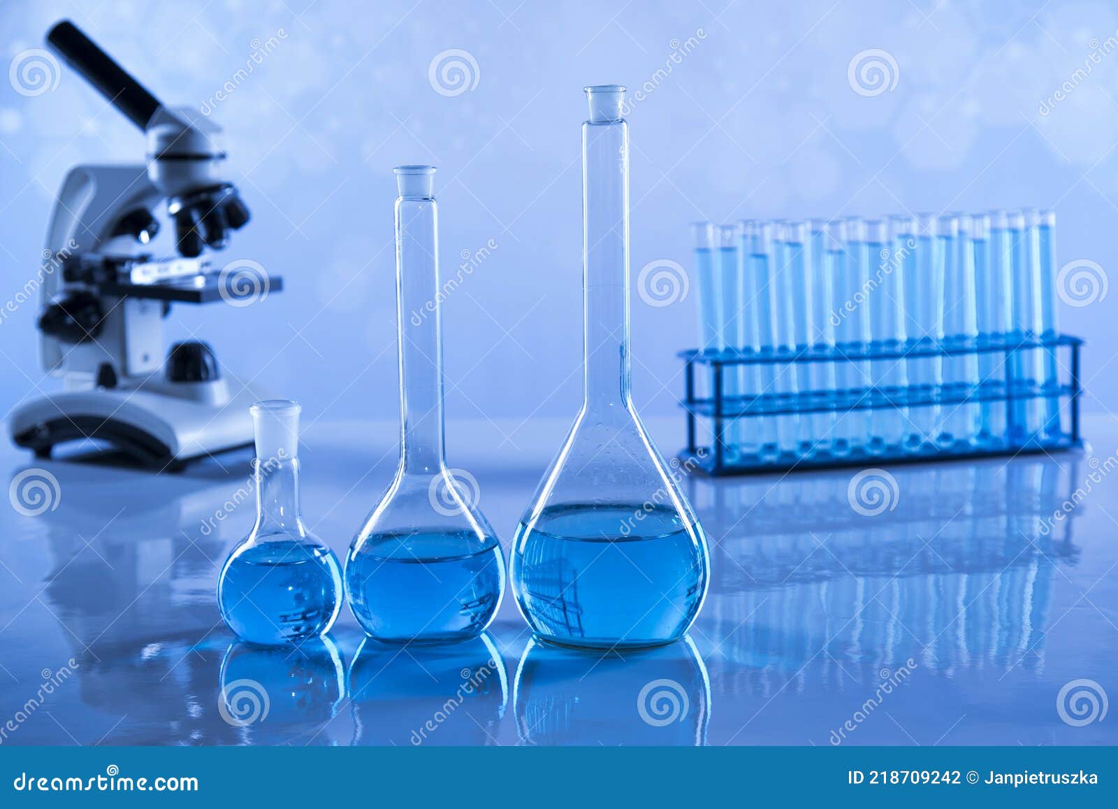 Microscope, Laboratory Beakers,Science Experiment Stock Photo - Image ...