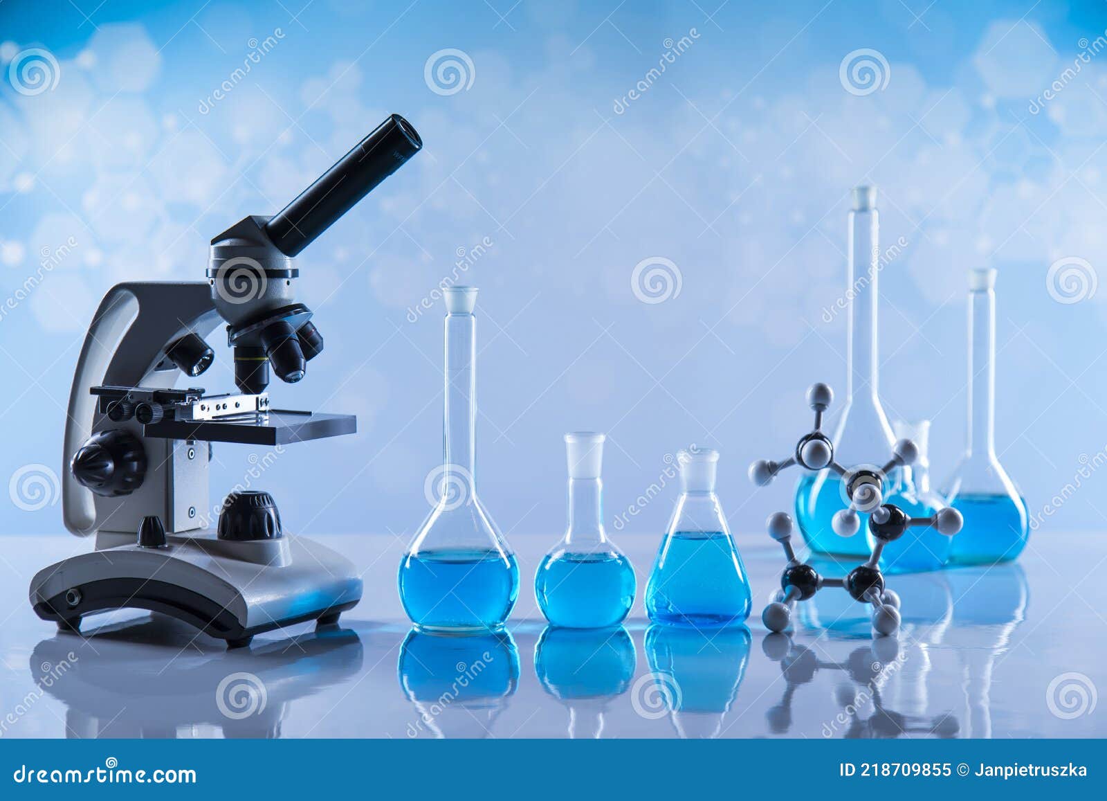 Microscope, Laboratory Beakers,Science Experiment Stock Image - Image ...