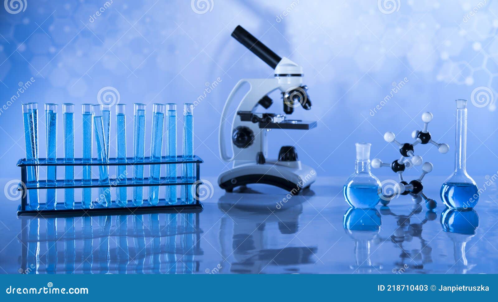 Microscope, Laboratory Beakers,Science Experiment Stock Image - Image ...