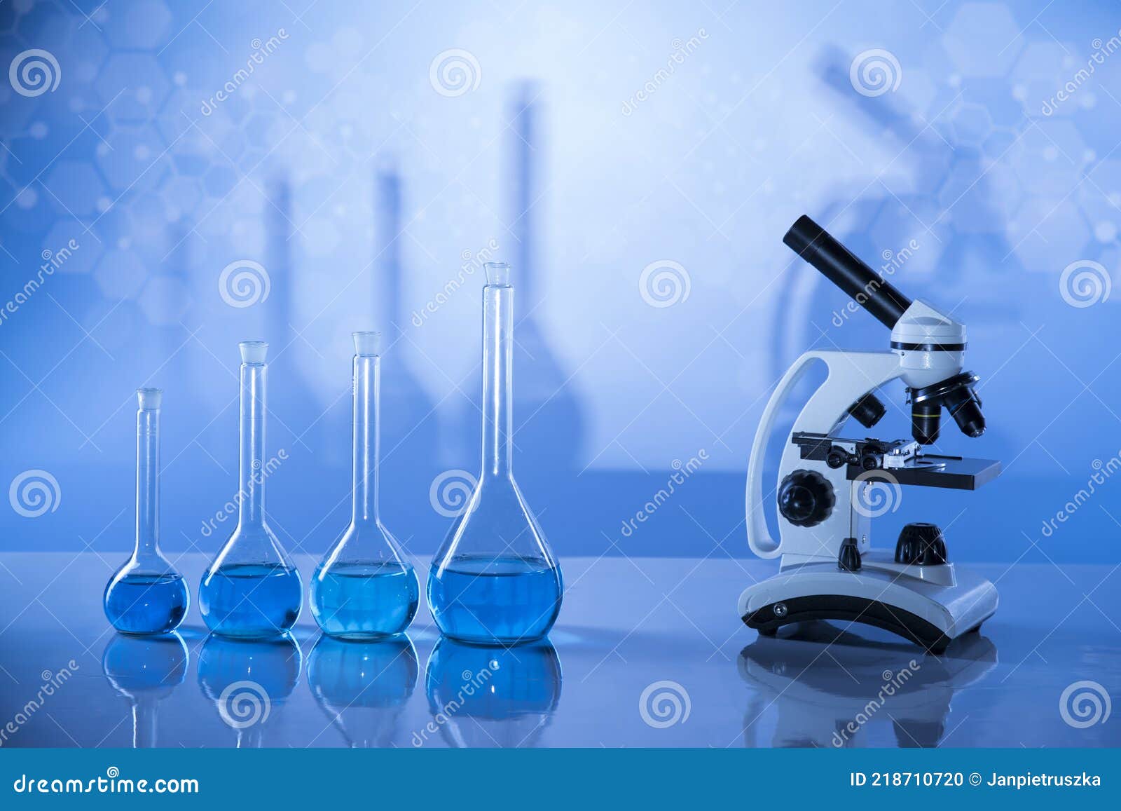 Microscope, Laboratory Beakers,Science Experiment Stock Photo - Image ...