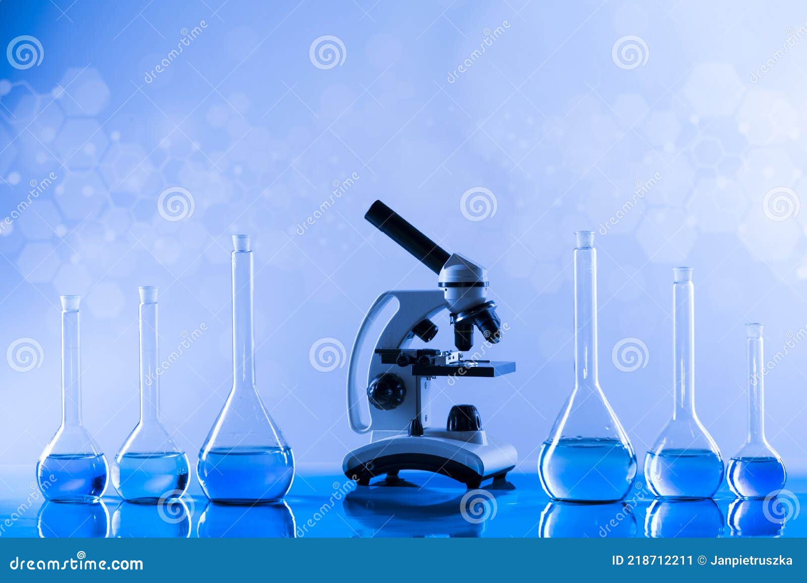 Microscope, Laboratory Beakers,Science Experiment Stock Image - Image ...