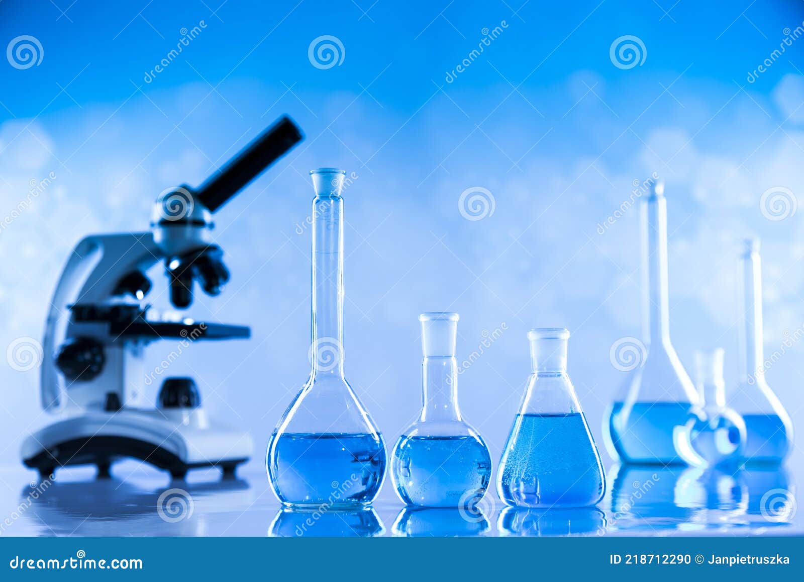 Microscope, Laboratory Beakers,Science Experiment Stock Photo - Image ...