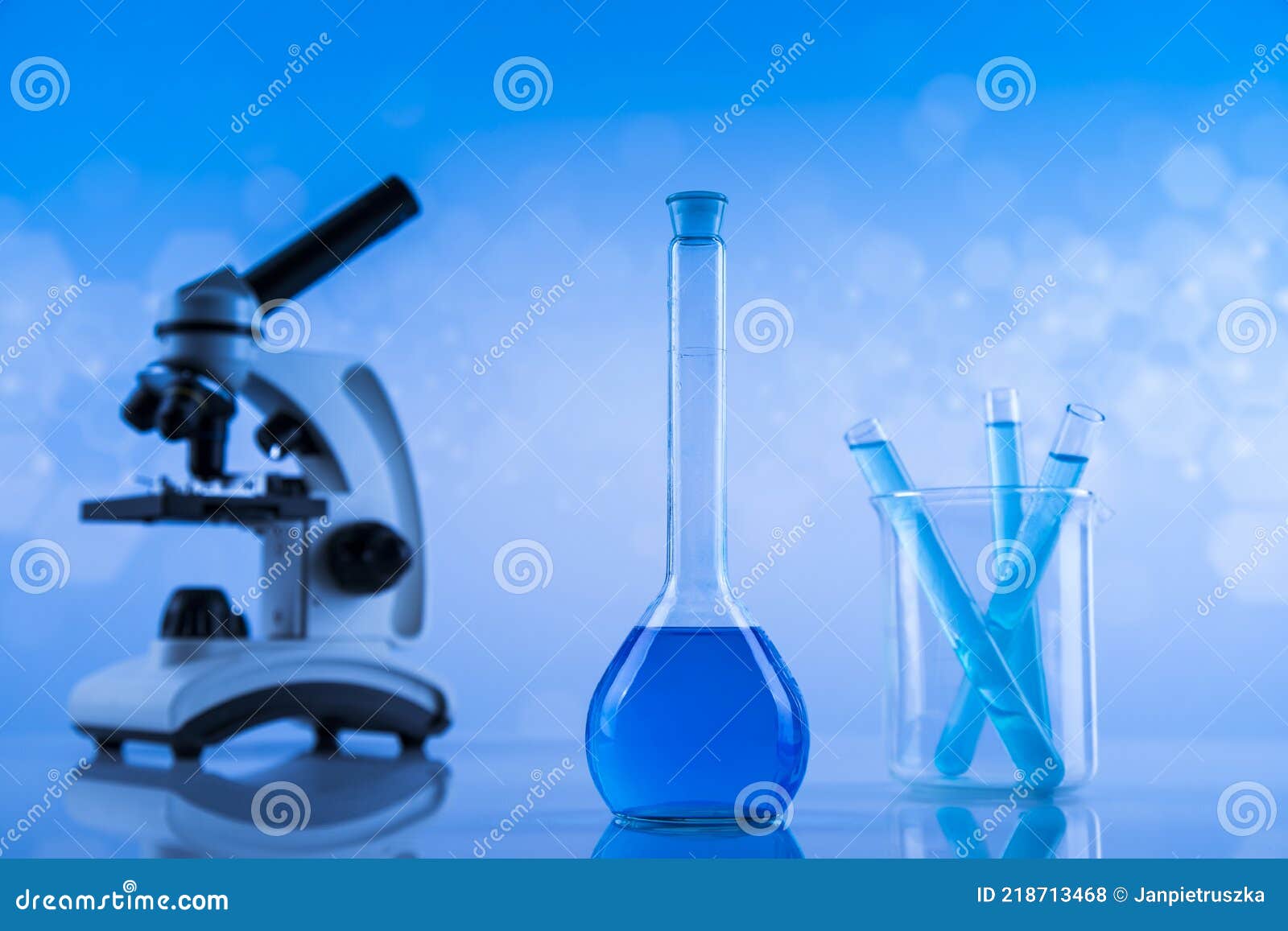 Microscope, Laboratory Beakers,Science Experiment Stock Photo - Image ...