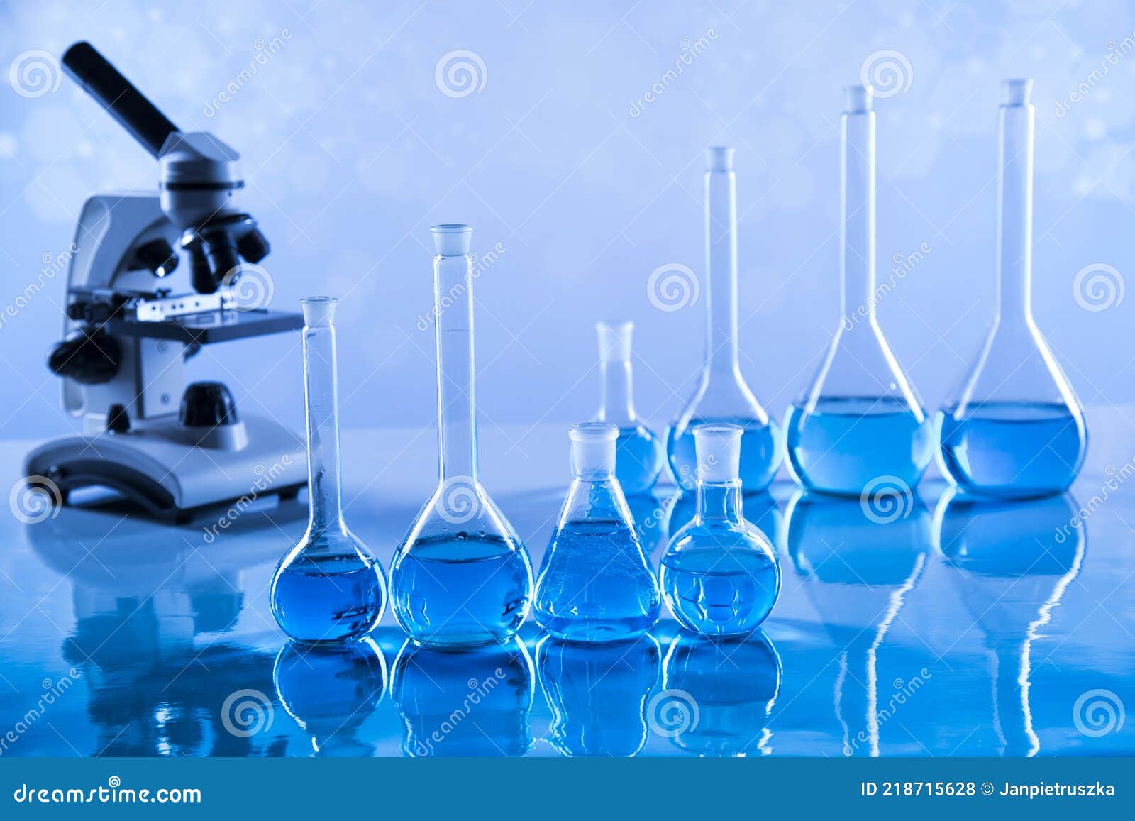 Microscope, Laboratory Beakers,Science Experiment Stock Photo - Image ...