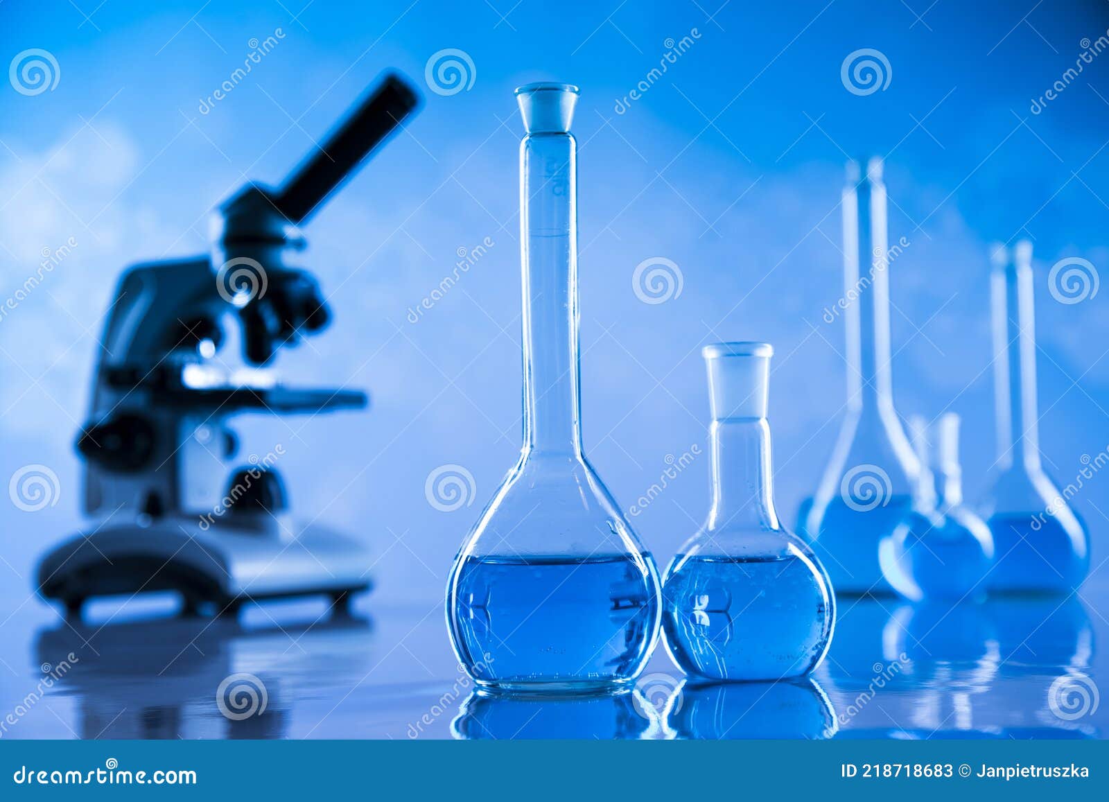 Microscope, Laboratory Beakers,Science Experiment Stock Image - Image ...