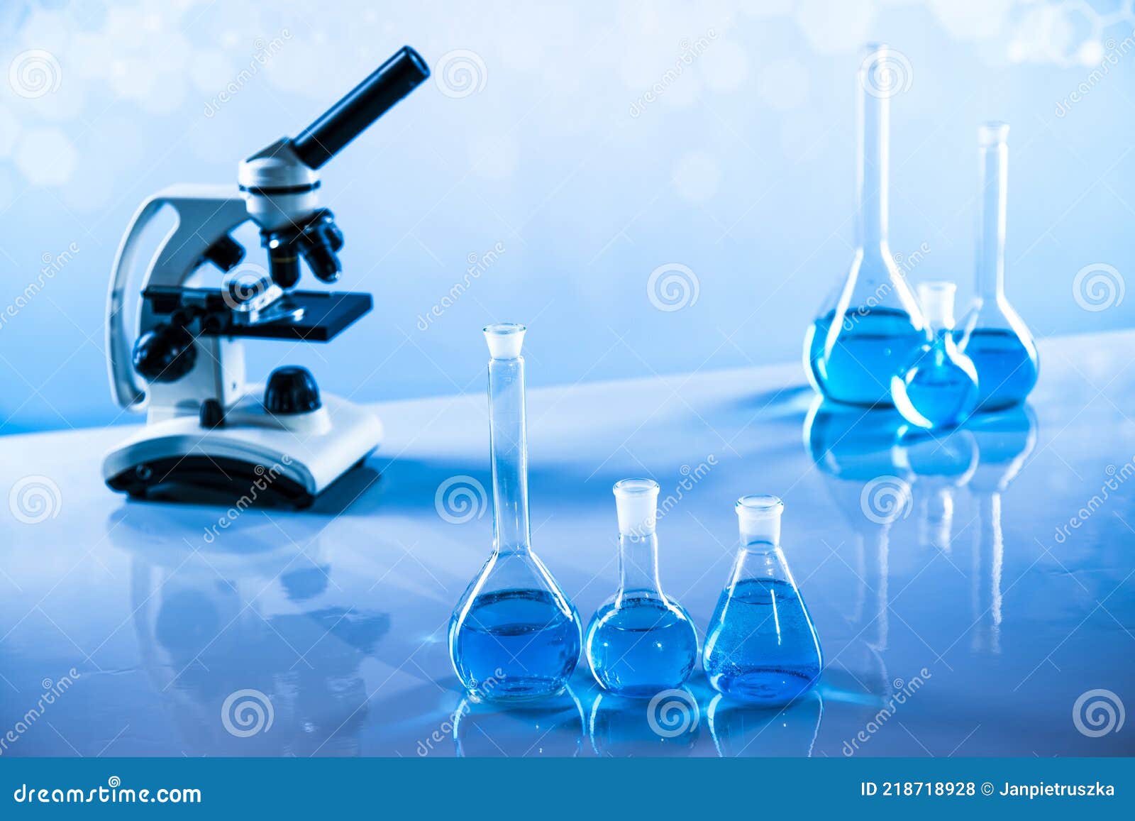 Microscope, Laboratory Beakers,Science Experiment Stock Photo - Image ...