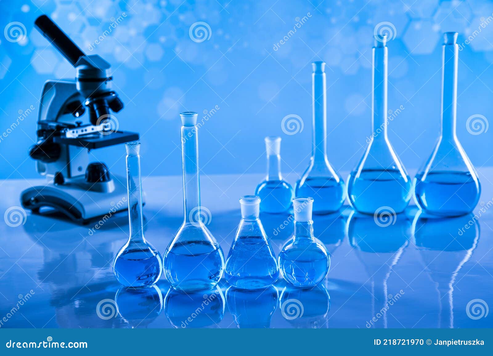 Microscope, Laboratory Beakers,Science Experiment Stock Photo - Image ...