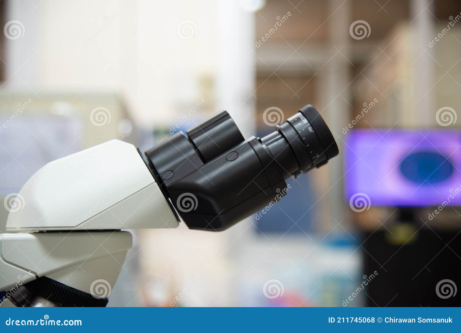 MIcroscope in Laboratory with Blur Background Stock Photo - Image of ...