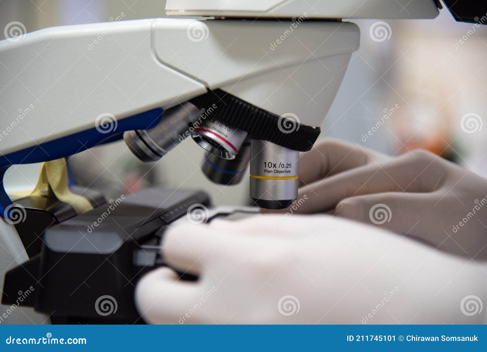 MIcroscope in Laboratory with Blur Background Stock Image - Image of ...