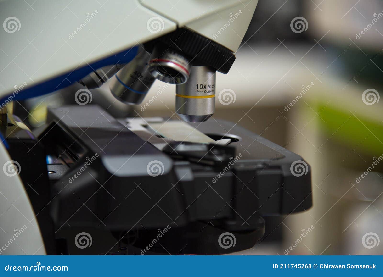 MIcroscope in Laboratory with Blur Background Stock Photo - Image of ...
