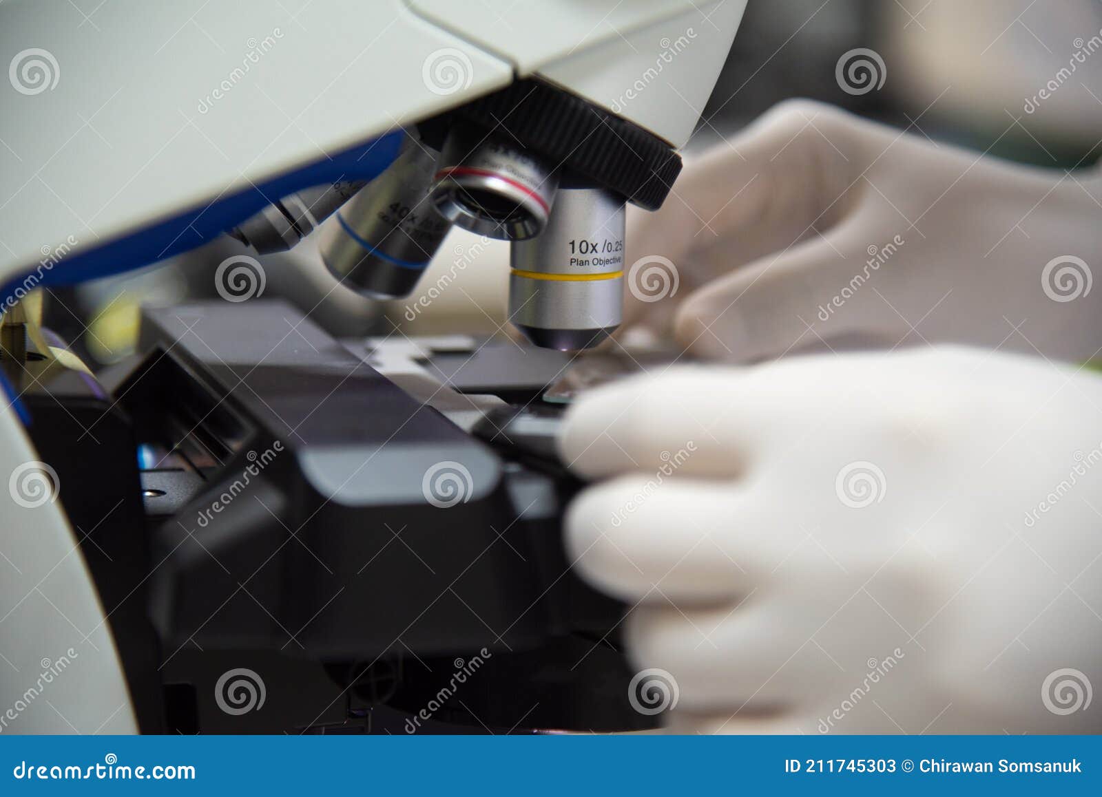 MIcroscope in Laboratory with Blur Background Stock Image - Image of ...