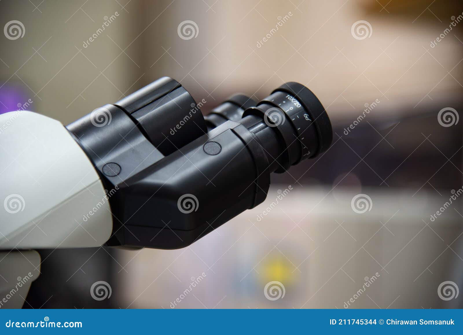 MIcroscope in Laboratory with Blur Background Stock Photo - Image of ...
