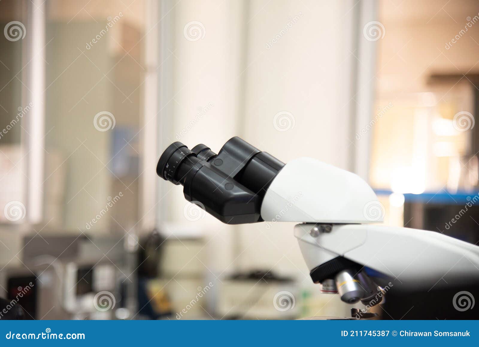MIcroscope in Laboratory with Blur Background Stock Image - Image of ...