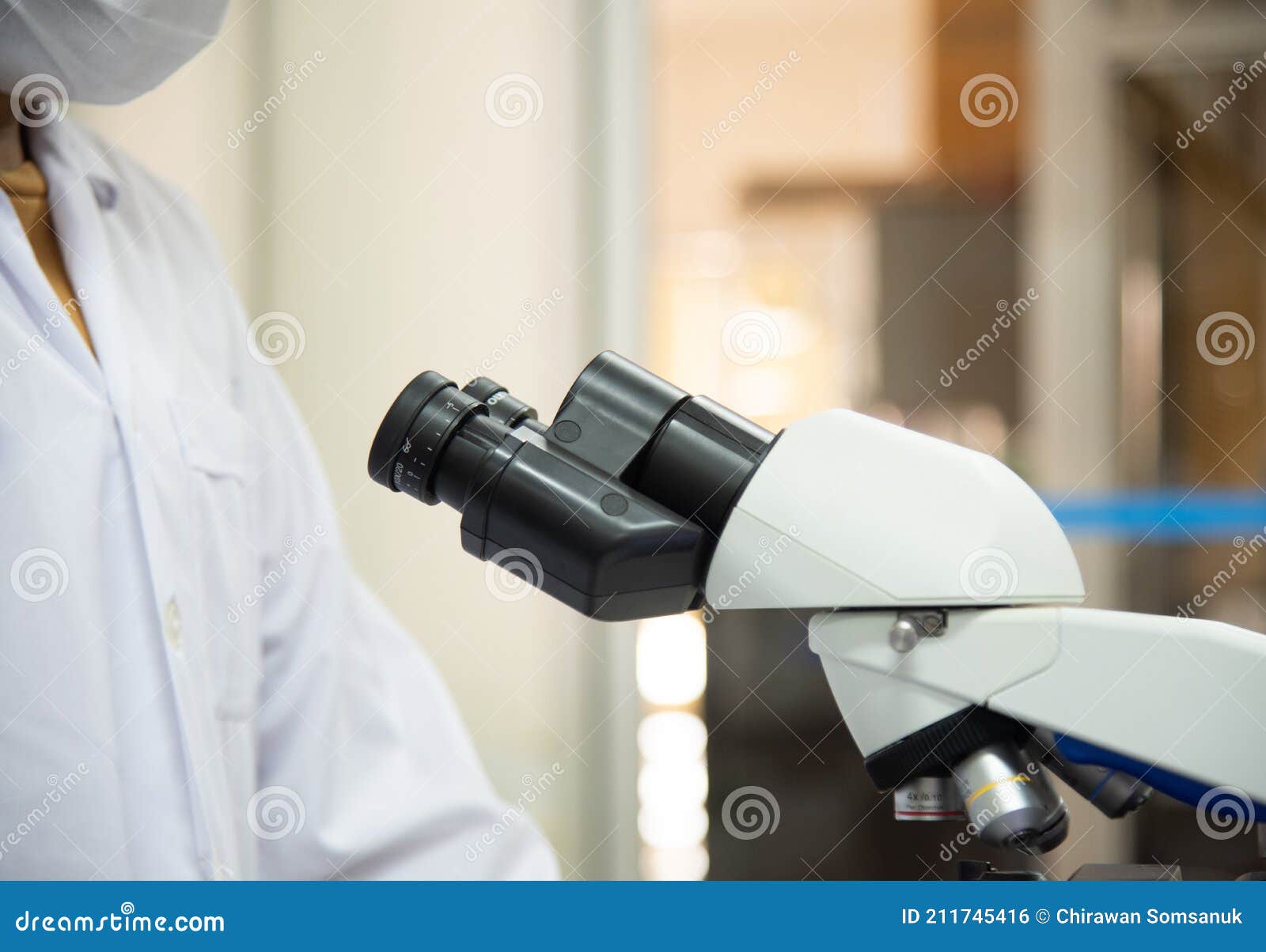 MIcroscope in Laboratory with Blur Background Stock Photo - Image of ...