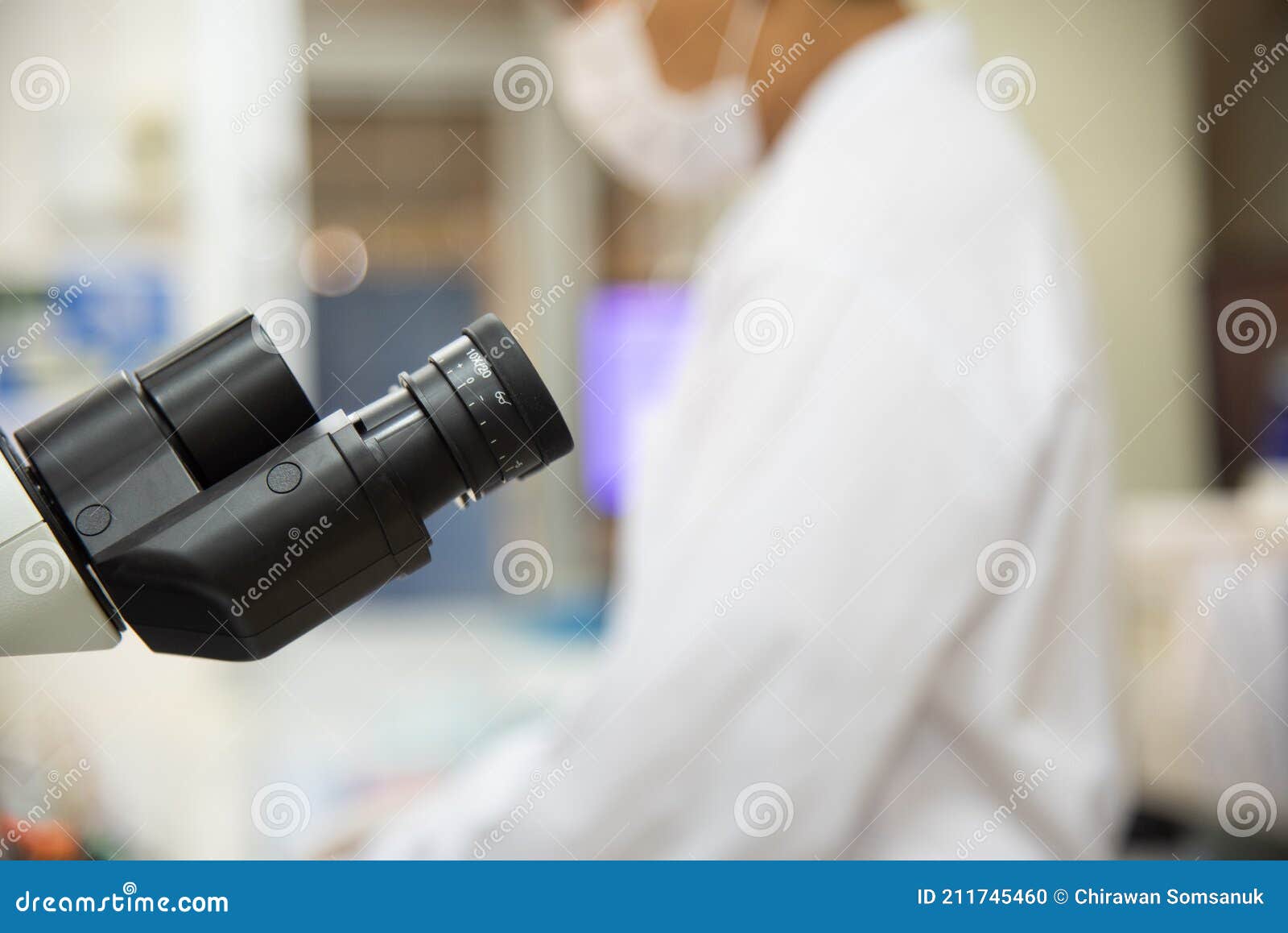 MIcroscope in Laboratory with Blur Background Stock Photo - Image of ...