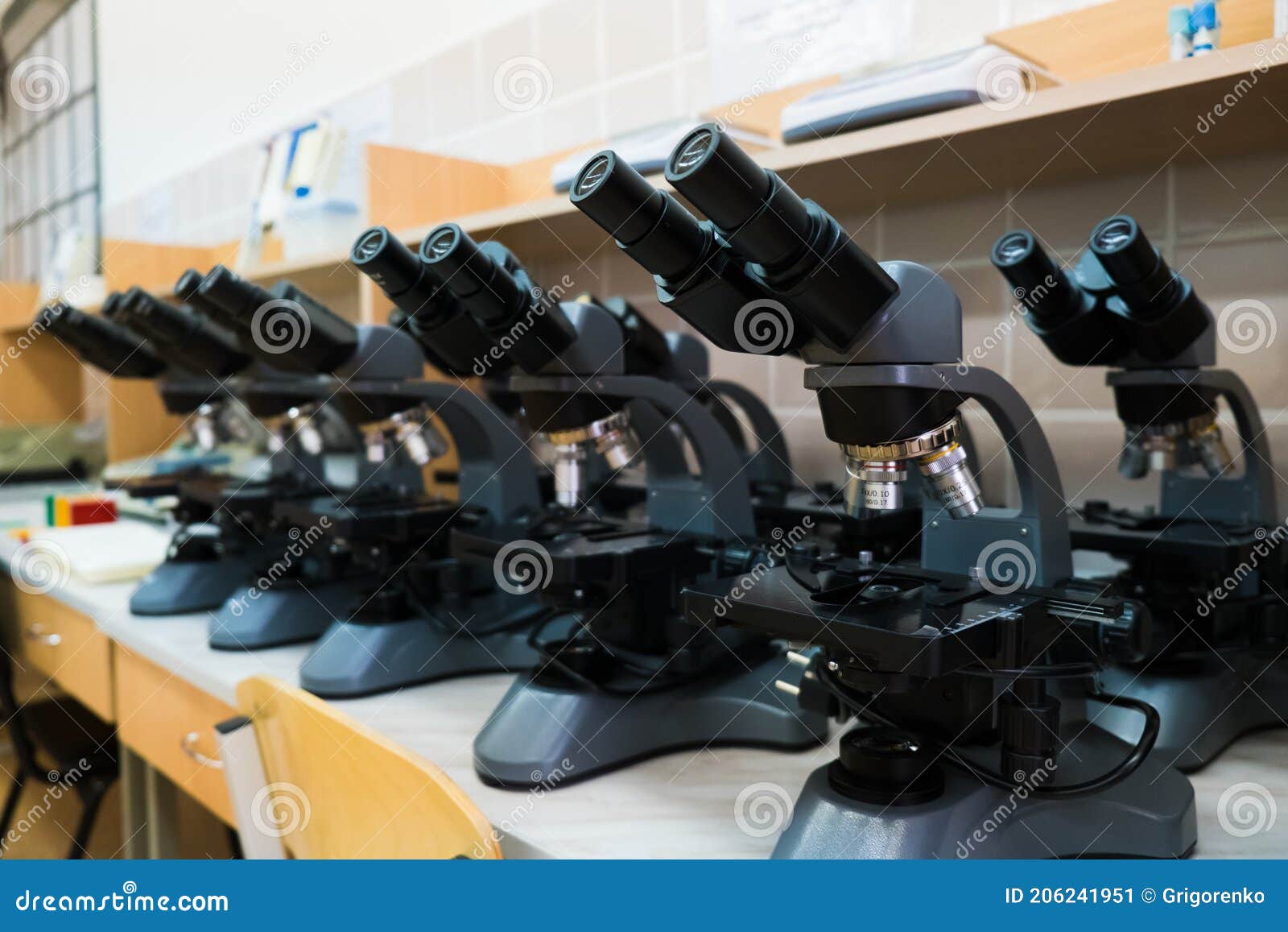 Microscope at laboratory stock image. Image of laboratory - 206241951