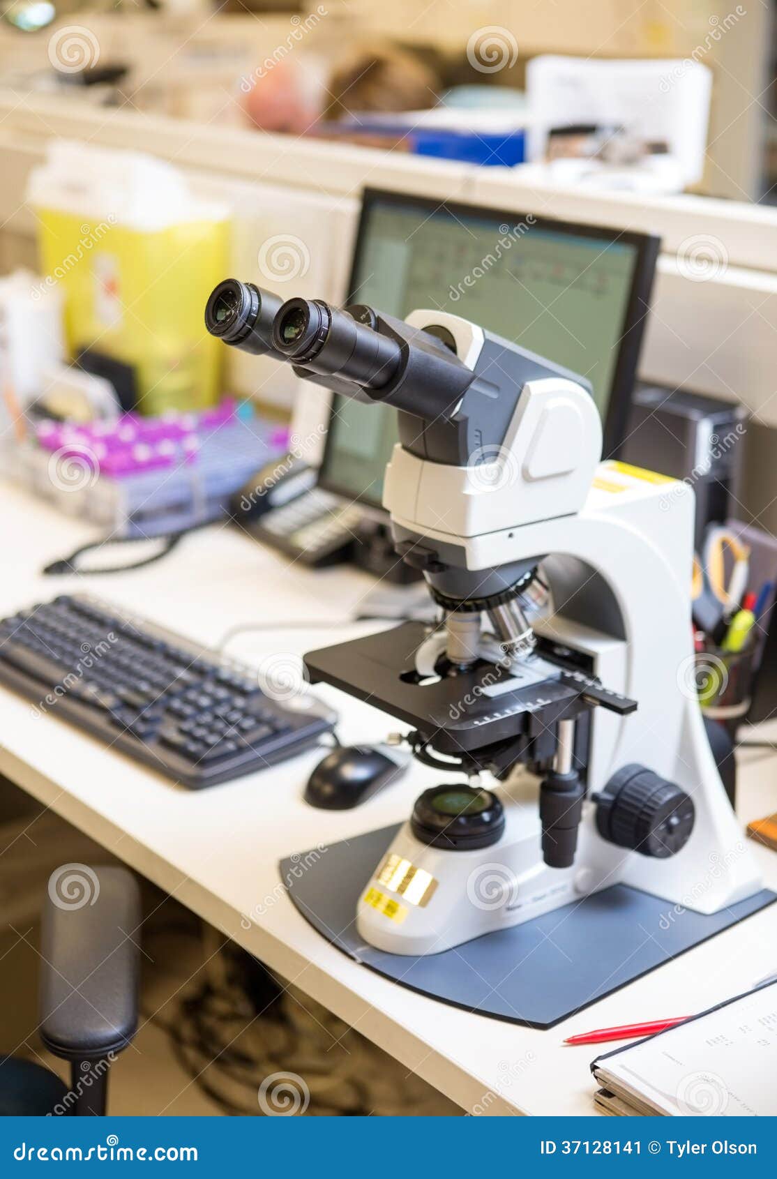 Microscope in Laboratory stock image. Image of medical - 37128141