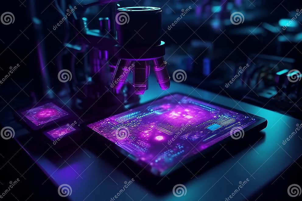Microscope in Laboratory. Generative AI. Stock Illustration ...
