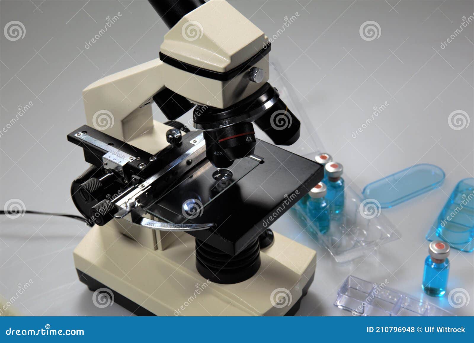 Microscope in laboratory stock photo. Image of chemistry - 210796948