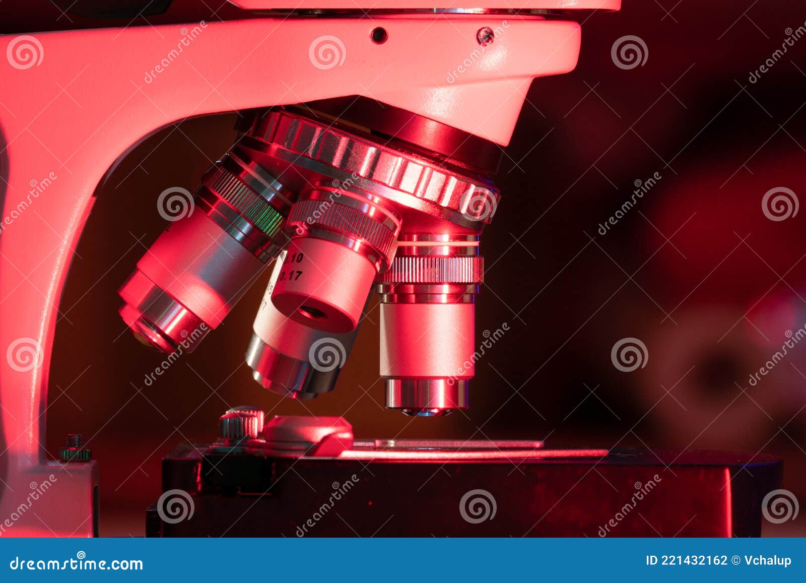 Microscope in Laboratory at Night. Microbiology and Research Concept ...
