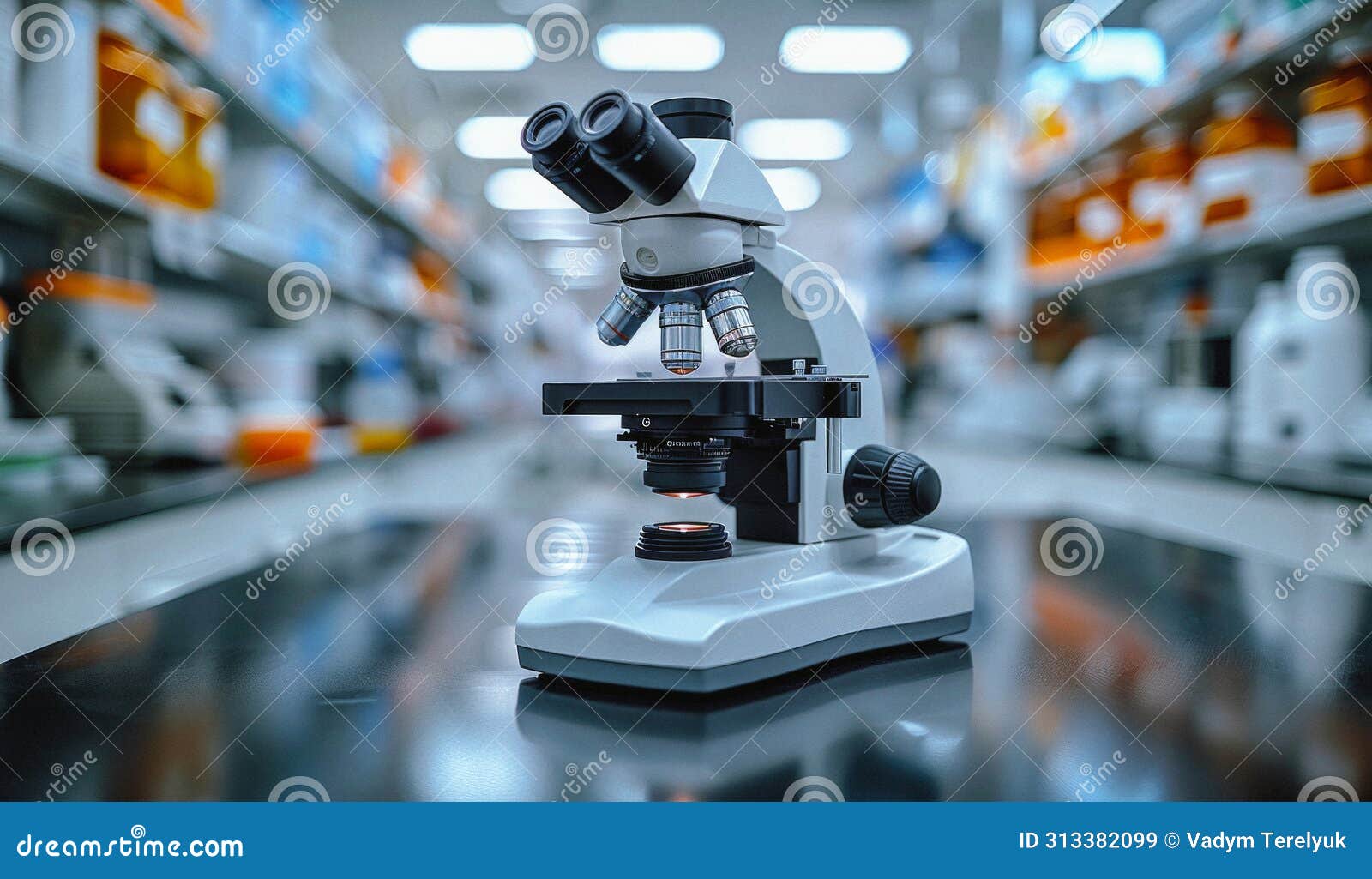 Microscope in the Laboratory on the Table Stock Image - Image of ...