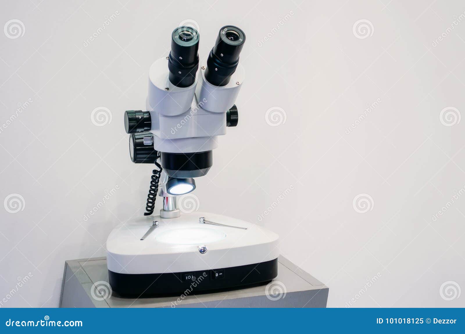 Microscope in a Laboratory on a White Background. Stock Image - Image ...