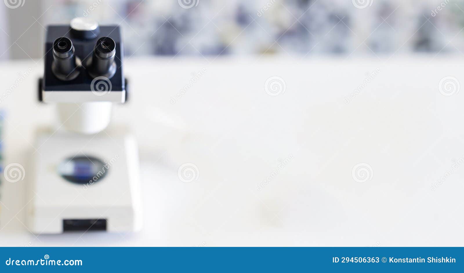 Microscope in a Laboratory - on a White Wall. Stock Image - Image of ...
