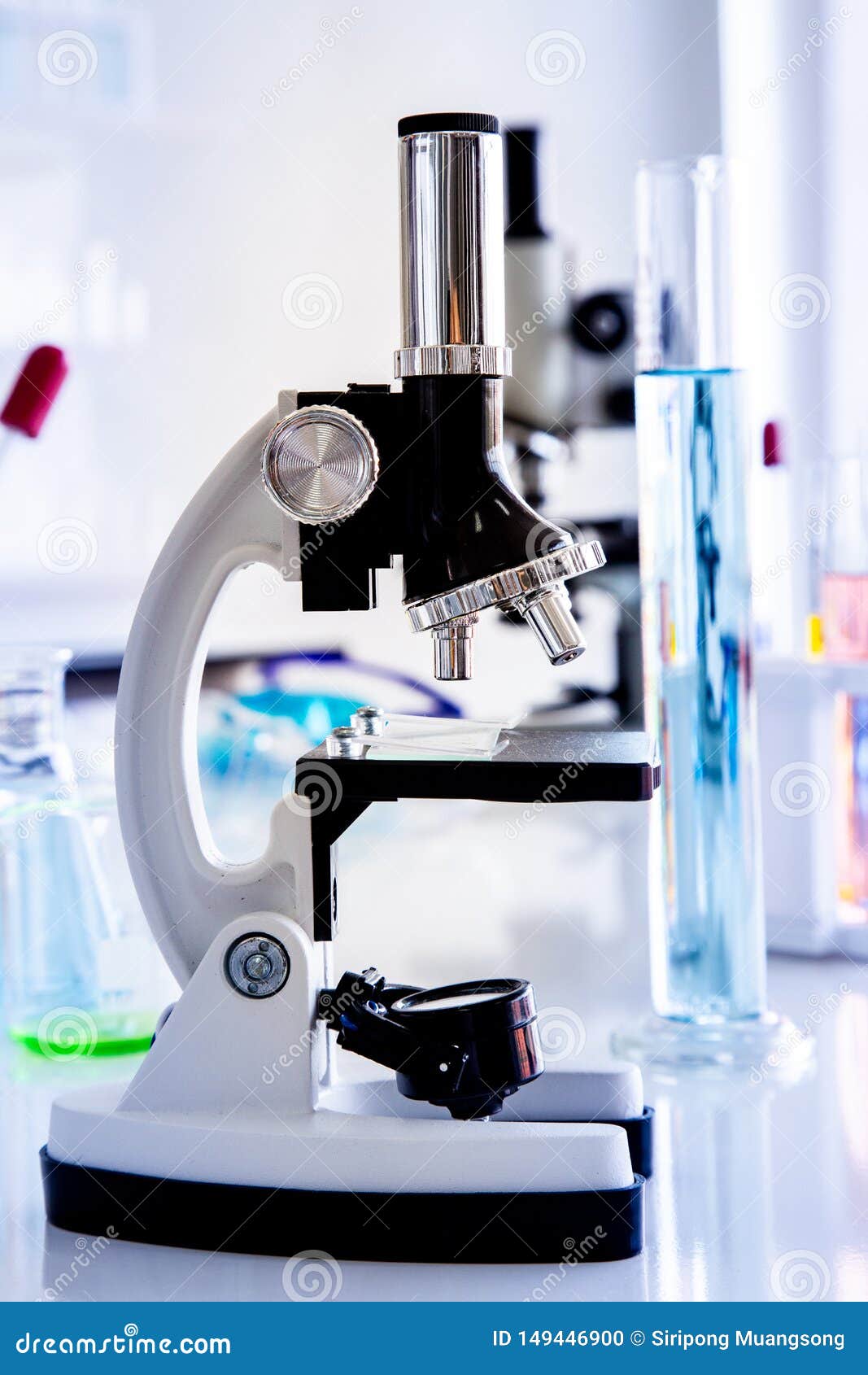 Microscope in Laboratory Room Stock Photo - Image of room, laboratory ...