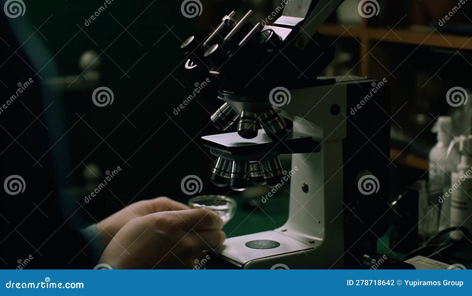 Through the Microscope Lens, the Scientist Analyzes Medical Samples ...