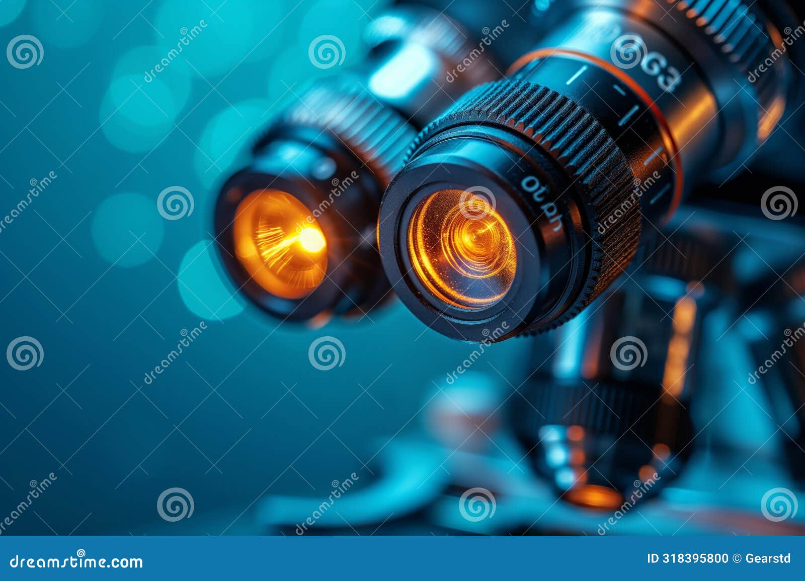 Microscope Lenses with Golden Samples Underneath Stock Photo - Image of ...