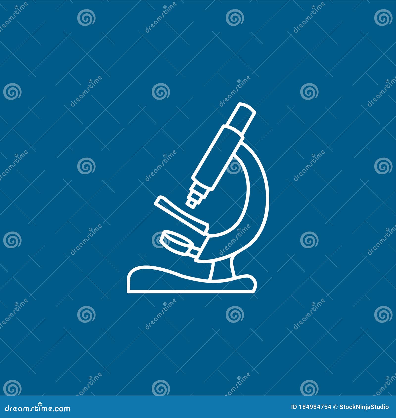 Microscope Line Icon on Blue Background. Blue Flat Style Vector ...
