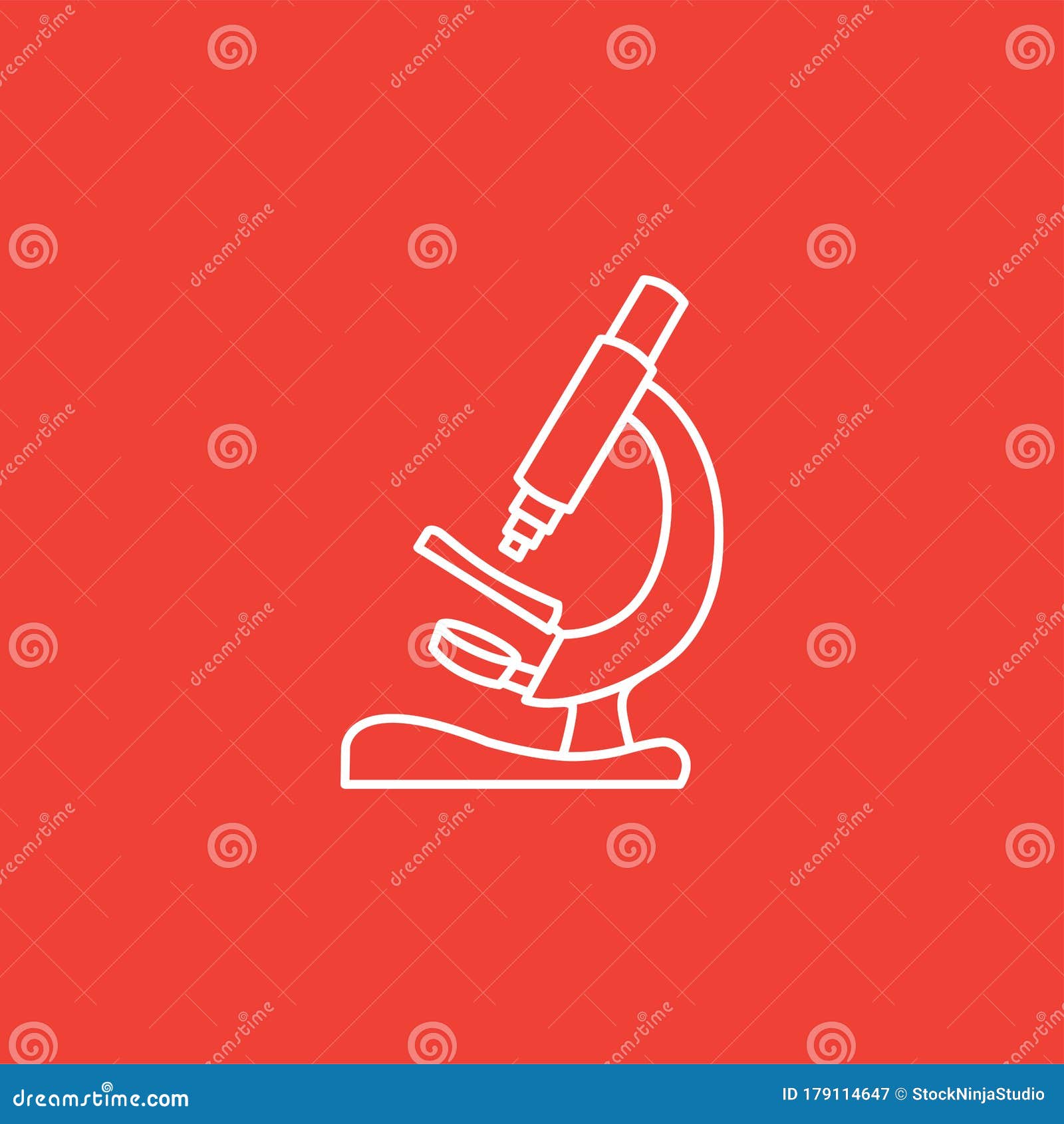 Microscope Line Icon on Red Background. Red Flat Style Vector ...