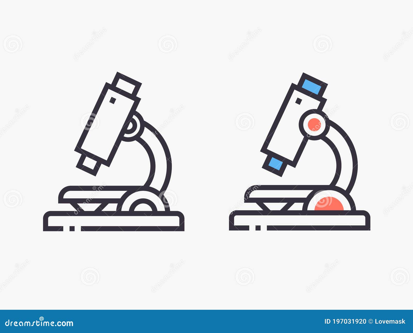 Microscope Line Icon on White Background. Stock Vector - Illustration ...